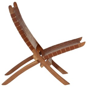Skládací relaxační židle hnědá pravá kůže - Default Title
