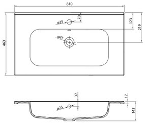 Sapho Sidra umyvadlo 81 x 46 cm nábytkové s otvorem pro baterii litý mramor bílá SD081