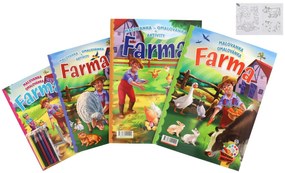 Omalovánky+aktivity/Maľovanky+aktivity Na farmě/Na farme 4ks + pastelky CZ+SK verze v sáčku 21x29cm