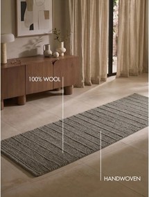 Tmavě šedý/tmavě hnědý ručně tkaný vlněný běhoun 80x250 cm Camden Parker – Ted Baker