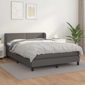 Box spring postel s matrací šedá 140 x 190 cm umělá kůže 3127251