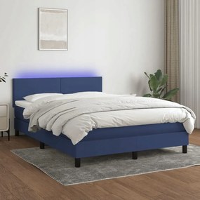 Box Spring Postel S Matrací A Led Textil Modrá Hladký design 140 x 190 cm
