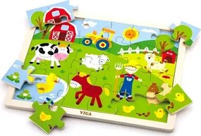 VIGA Dřevěné puzzle Farma / 24 dílků / 27,5 x 20 cm
