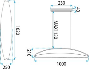 Toolight Závěsné stropní LED osvětlení G124-CP zlaté