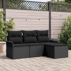 Set pohovek 4 ks 4-Počet míst Černá polyratan 3345313