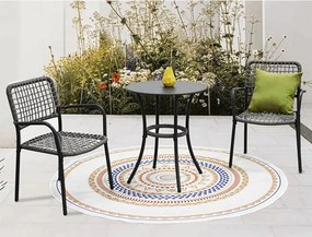 Balkónový set 1+2, stůl, židle umělý ratan barva antracit, kov antracit (58 x 57) cm