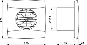 Cata Cata, UC-12 T koupelnový ventilátor axiální s časovačem, 12W, potrubí 120mm, černá, 01302000