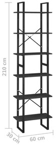 Petromila Úložný regál černý 60 x 30 x 210 cm kompozitní dřevo