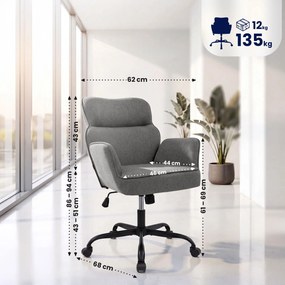Kancelářská židle Amado látka – šedá