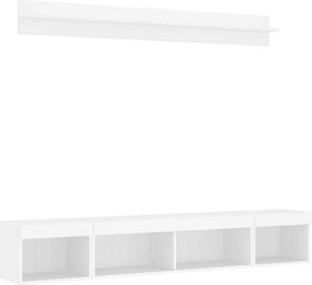 5dílná obývací stěna s LED osvětlením bílá kompozitní dřevo 3216682