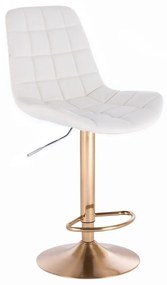 LuxuryForm Barová židle PARIS na zlatém talíři  - bílá