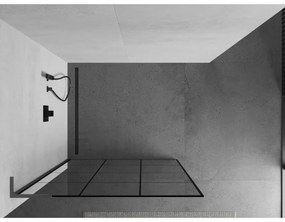 Mexen Kioto L, sprchová zástěna Walk-In 110 x 200 cm, 8mm čiré sklo černý vzor, ​​grafitový profil, 800-110-103-95-77
