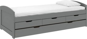 Postel s výsuvnou přistýlkou, 90x200, šedá, masiv, MARINELLA NEW Kondela 0000357994