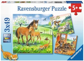 Ravensburger puzzle zvířecí mazlení 3x49 dílků