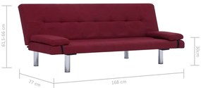 vidaXL 282191 Marketos Sofa Bed with Two Pillows Wine Red Polyester