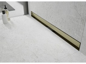 Mexen Flat nerezový sprchový žlab na zeď 100 cm vzor 2v1, zlatá, 1530100