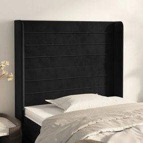 Čelo postele typu ušák černé 83x16x118/128 cm samet 3119752