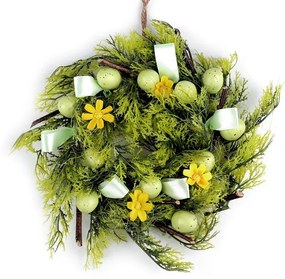 Velikonoční věnec s vajíčky Ø30 cm - 2 zelená sv. zelená