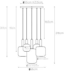 Lucide 45494/15/65 - Lustr na lanku JOANET 5xE27/40W/230V