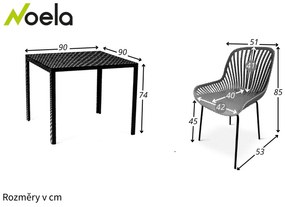 Noela Zahradní jídelní set Viking M + 4x židle GABY šedá