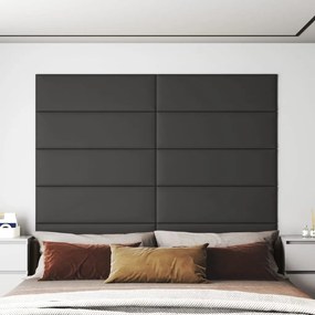 Nástěnné panely 12 ks šedé 90 x 30 cm umělá kůže 3,24 m² - Default Title