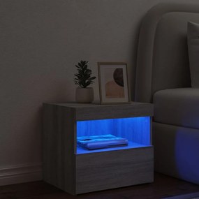 Noční stolek s LED osvětlením šedý sonoma 50 x 40 x 45 cm