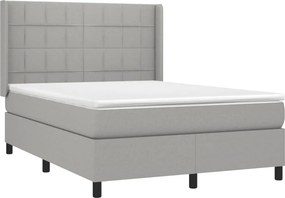 Box spring postel s matrací a LED světle šedá 140x190 cm textil 3138309