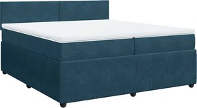 Box spring postel s matrací modrá 200 x 200 cm samet 3290128