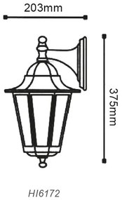 ACA Lighting Venkovní nástěnná lucerna HI6172V max. 60W/E27/IP45, Green-black