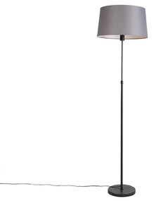Stojací lampa černá s tmavě šedým lněným stínítkem 45 cm - Parte