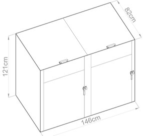 PENTA Přístřešek na odpadkové koše/popelnice G21 146x121x82 cm, antracitový plechový
