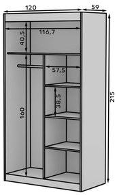 Šatní skříň s posuvnými dveřmi Esti - 120 cm Barva: Bílá