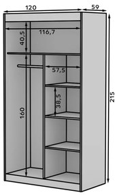 Šatní skříň s posuvnými dveřmi Esti - 120 cm Barva: Murano