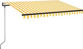 Automatická markýza LED a senzor větru 350 x 250 cm žlutá/bílá 3069093