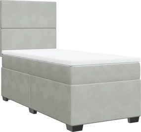 Box spring postel s matrací světle šedá 100x200 cm samet 3290828