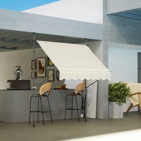 Outsunny Volně stojící manuální zatahovací markýza 2W x 1,2D x 2,1-3H m s nastavitelným sklonem pro balkon bez vrtání otvorů, hliník, kov, polyester,