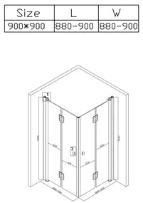 BPS-koupelny Čtvercový sprchový kout HYD-SK05B 90x90 černá/transparent - bez vaničky