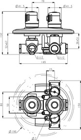 Novaservis Aquamat - Vanová baterie s termostatem pod omítku, na 2 výstupy, chrom 2650R,0