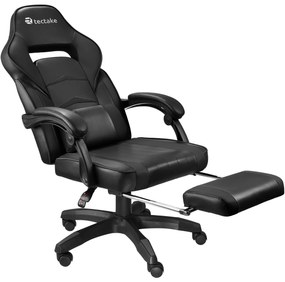 tectake 404740 herní kancelářská židle comodo s podnožkou - černá/černá