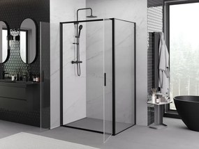 Mexen Exo, výklopná sprchová kabina, dveře 120 cm + boční stěna 95 cm, transparentní sklo, černá, 814-120-095-70-00