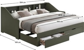 Rozkládací postel, šedozelená, MONETA Kondela 0000416684