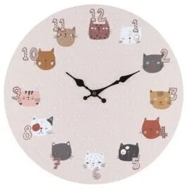 Dětské nástěnné hodiny Cats, 33 cm, béžová