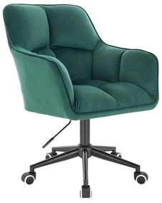 LuxuryForm DESIGN Otočné křeslo AMALFI VELUR na černé podstavě s kolečky - zelené