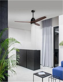 NV 5231401 Stropní ventilátor se světlem SABAL tělo z oceli matná černá a sklo 3ABS dřevěné listy 12W 3000K - NOVA LUCE