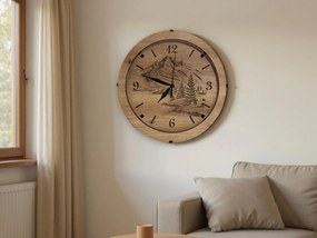 Li-Go "Hory" Dřevěné hodiny, provedení dub světlý velikost svítidla/hodin: 50 cm