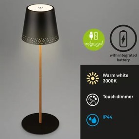 Brilo - LED St nab dotyk stolní lampa KIKI LED/2,6W/5V IP44 2600 mAh černá