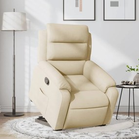 Zvedací polohovací křeslo krémové textil 3204989