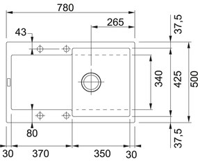 Franke Maris MRG 611, 780x500 mm, fragranitový dřez, bílá led 114.0284.832