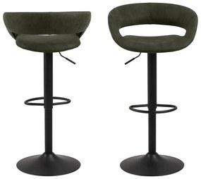Designová barová židle Natania olivově zelená a černá