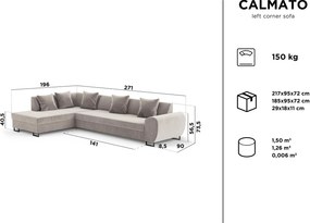 KOOKO HOME Rohová rozkládací sametová pohovka s úložným prostorem Calmato XL levý roh